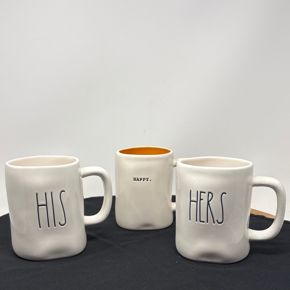 Rae Dunn | Dining | Rae Dunn Artisan Collection Set Of 3 Mugs His Hers ...